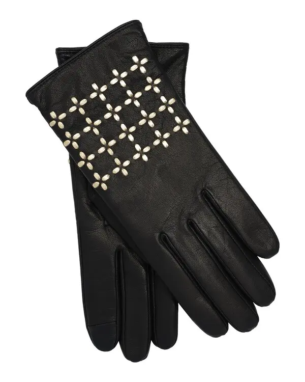 Echo Geometric Laced Leather Tech Gloves