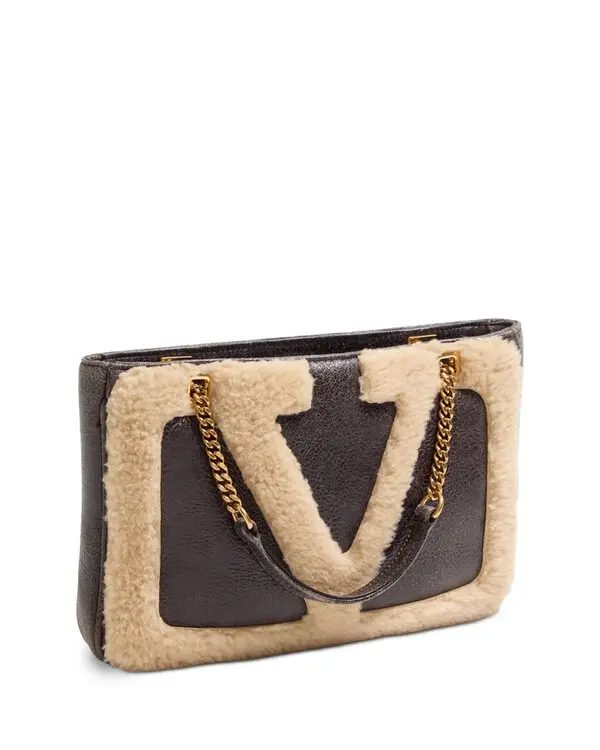 Valentino Garavani Viva Superstar Small Shearling Shopping Shoulder Bag