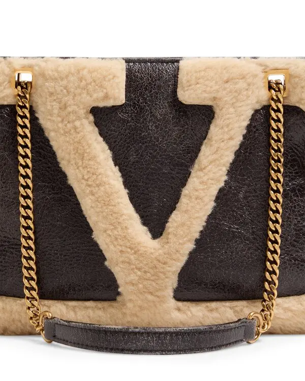 Valentino Garavani Viva Superstar Small Shearling Shopping Shoulder Bag