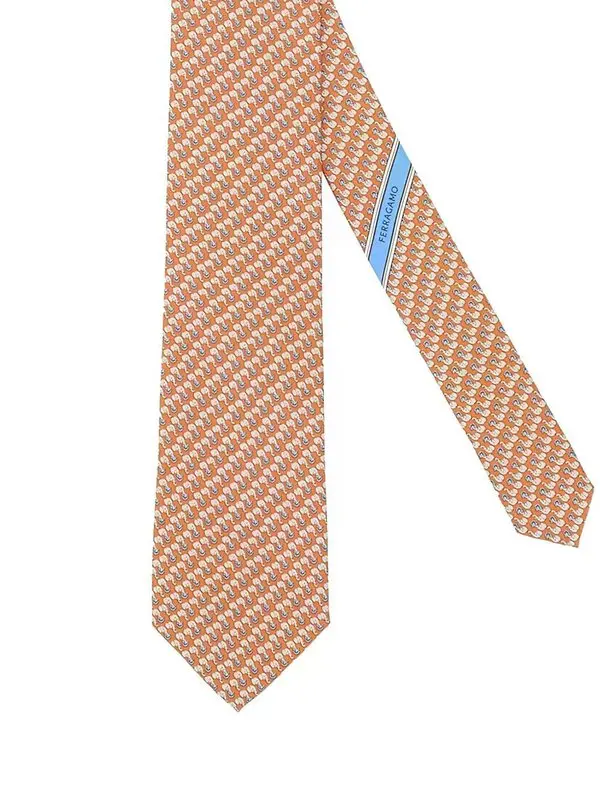 FERRAGAMO Patterned Neck Tie - Orange