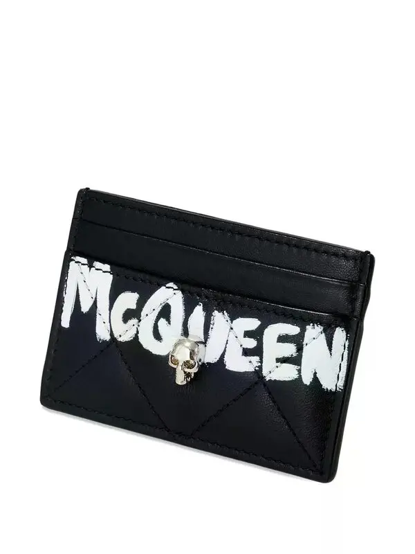 Alexander McQueen Graffiti-print Quilted Cardholder - Black