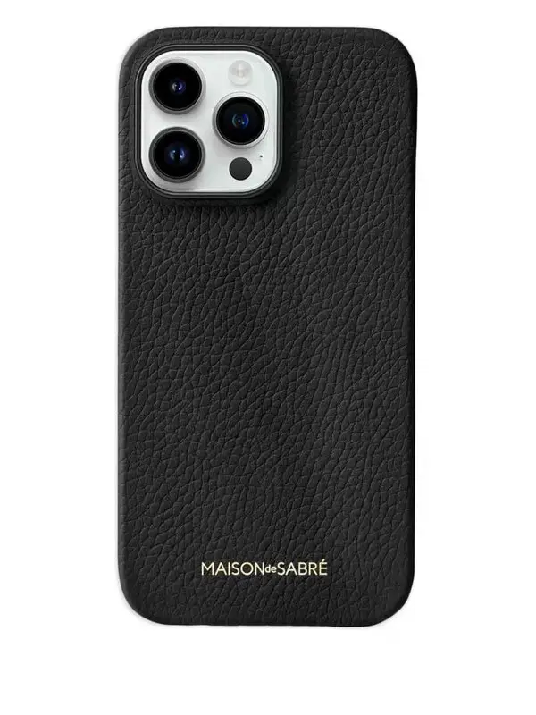 MAISON DE SABRE Iphone 15 Pro Max Leather Phone Case - Black