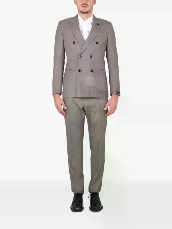 LARDINI Double-breasted Checked-pattern Suit