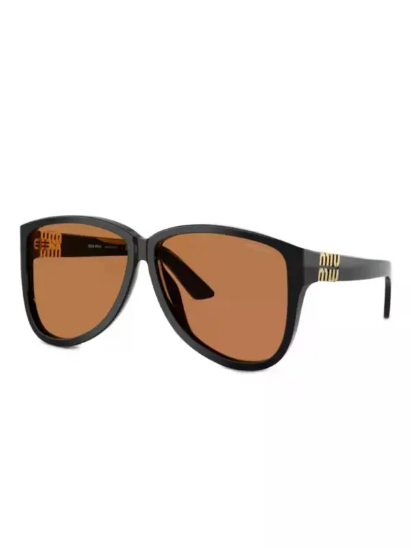 Miu Miu Geometric Sunglasses With Logo - Black