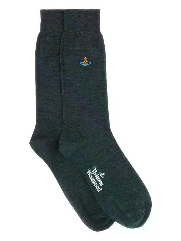 VIVIENNE WESTWOOD Logo-embroidered Socks - Green