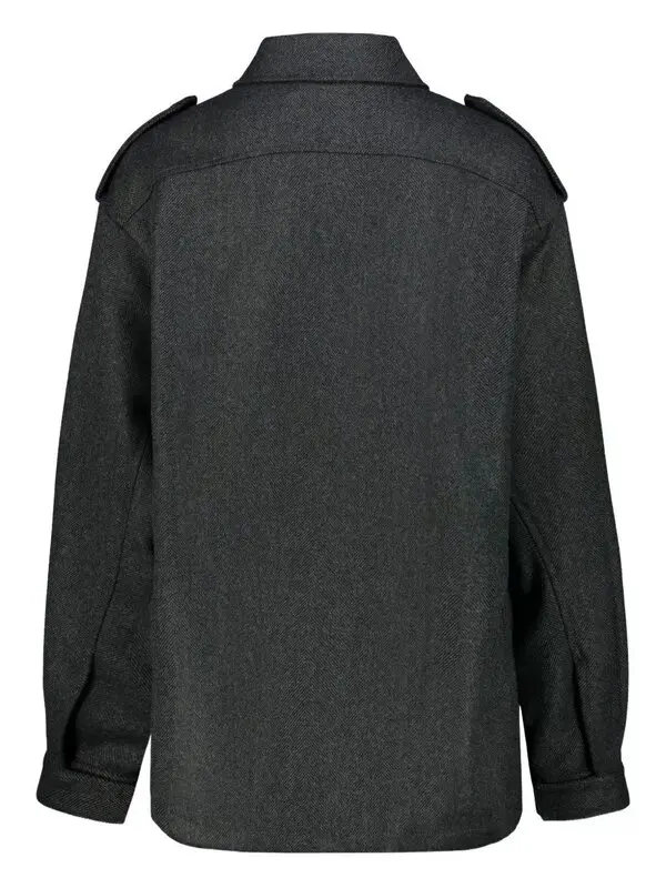 DRHOPE Flap Pockets Shirt Jacket - Grey
