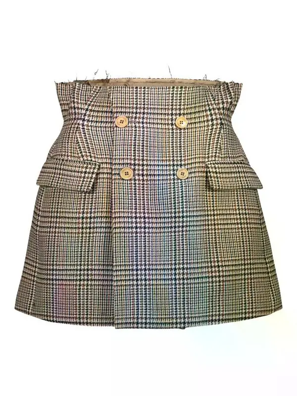 Vetements Houndstooth Double-breasted Mini Skirt
