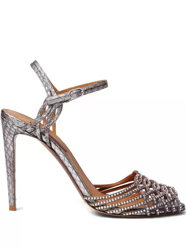 Ralph Lauren Crystal-embellished Snakeskin Effect Sandals