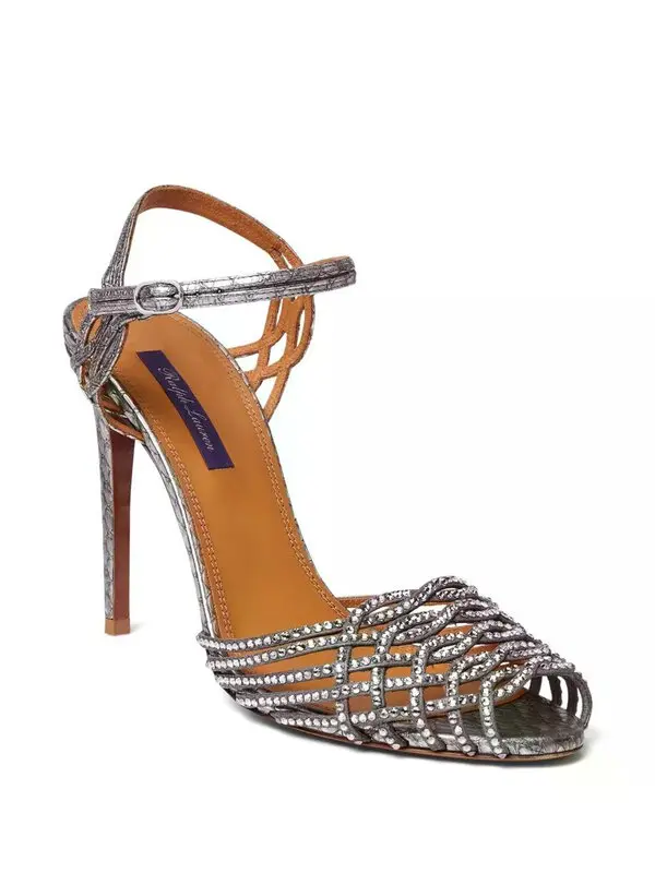 Ralph Lauren Crystal-embellished Snakeskin Effect Sandals