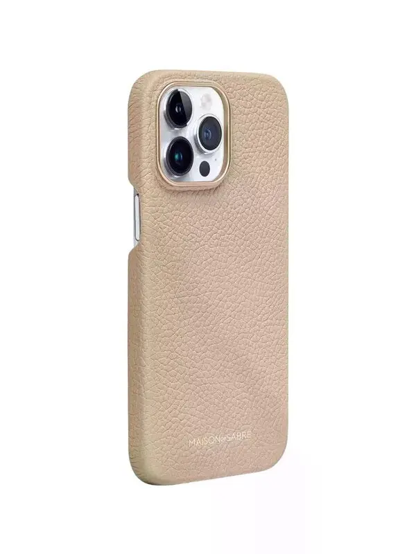 MAISON DE SABRE Leather Iphone 14 Pro Case - Neutrals