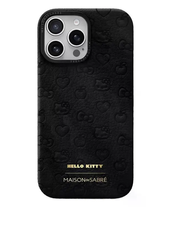 MAISON DE SABRE Embossed Leather Iphone 16 Pro Max Case - Black