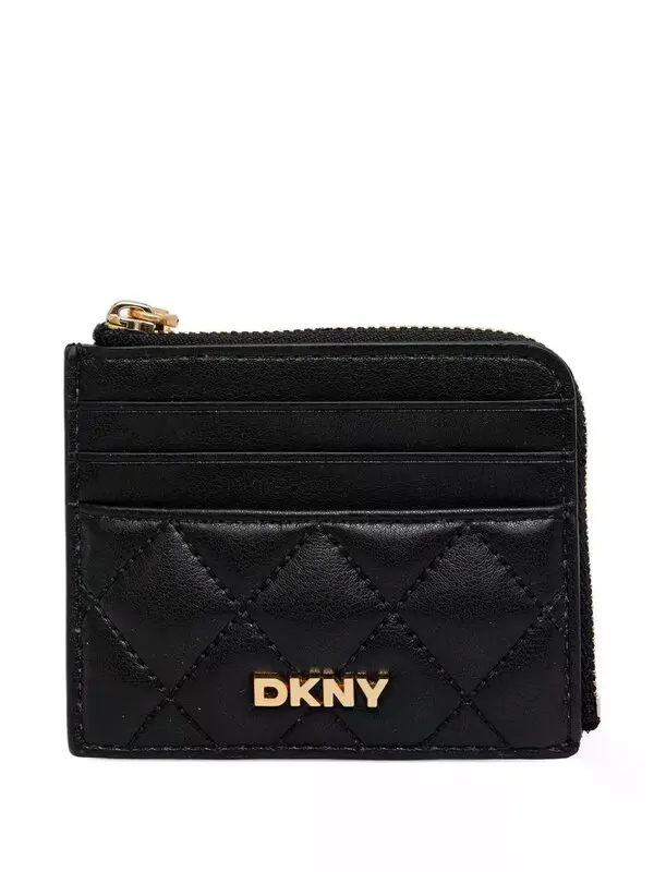 Dkny Logo-lettering Quilted Wallet - Black