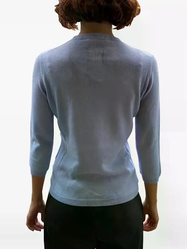 LA ROSE Quarter-sleeve Crew-neck Pullover - Blue