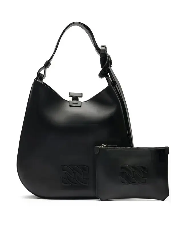 Casadei Vandome Knotted Leather Shoulder Bag