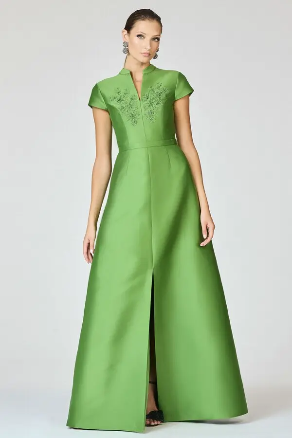 Sachin & Babi Embellished Mikado A-line Gown - Tsavorite