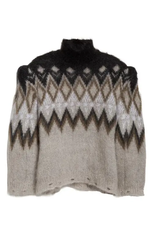 Acne Studios Fair Isle Mohair And Wool-blend Sweater - Multi Grey