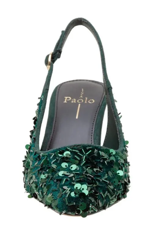 Linea Paolo Cosmo Beaded Slingback Pumps - Green