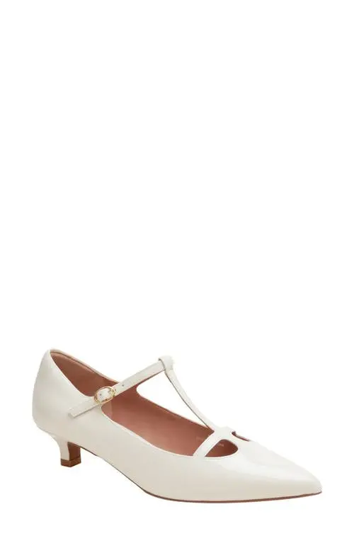 Linea Paolo Celia Pointed Toe T-strap Pumps - Cream