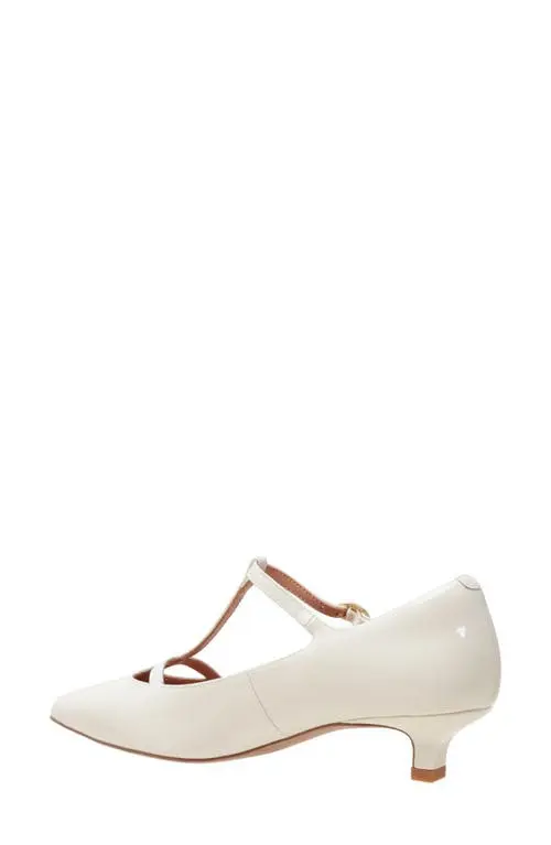 Linea Paolo Celia Pointed Toe T-strap Pumps - Cream