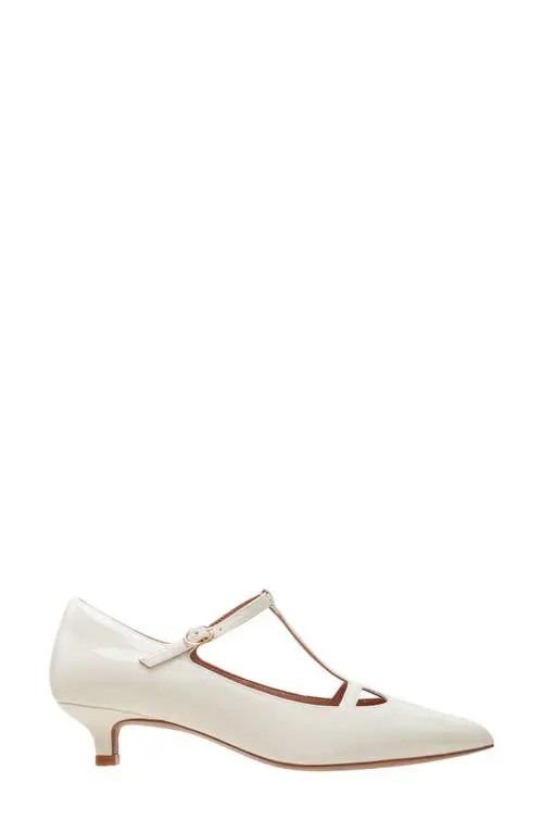 Linea Paolo Celia Pointed Toe T-strap Pumps - Cream