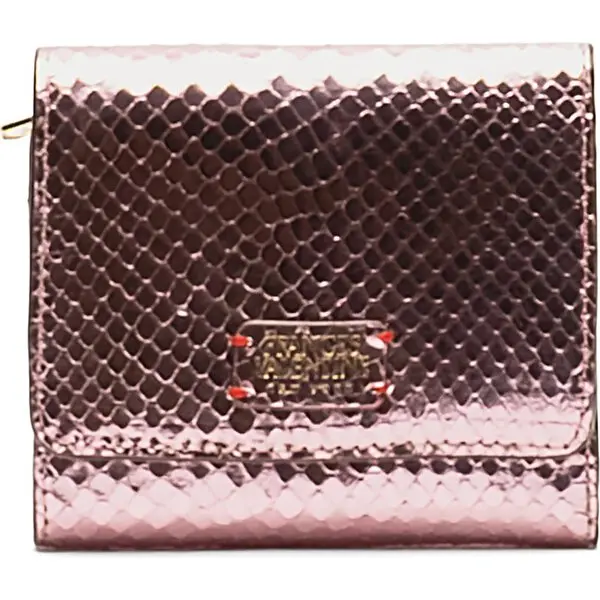 FRANCES VALENTINE Perfect Snakeskin Embossed Metallic Leather Trifold Wallet - Pink
