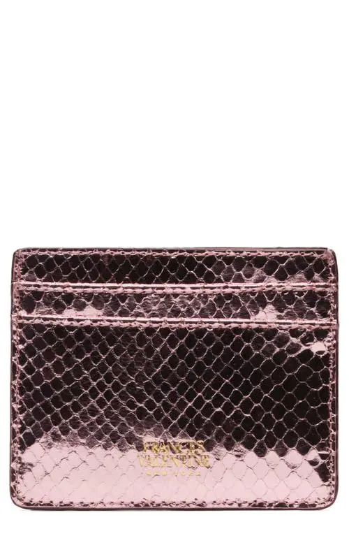 FRANCES VALENTINE Snakeskin Embossed Metallic Leather Card Case - Pink
