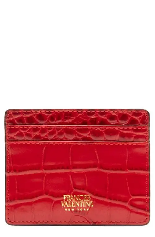 FRANCES VALENTINE Croc Embossed Leather Card Case - Red