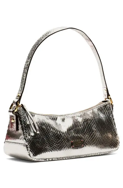 FRANCES VALENTINE Mia Snakeskin Embossed Shoulder Bag - Silver