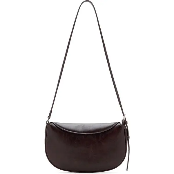 Mango Oval Faux Leather Crossbody Bag - Dark Brown