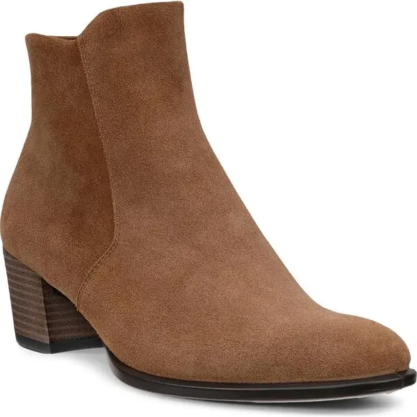 Ecco Shape Stack Heel Bootie - Camel