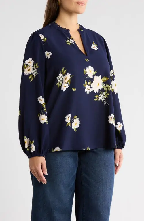 SUGARLIPS Floral Split-neck Top