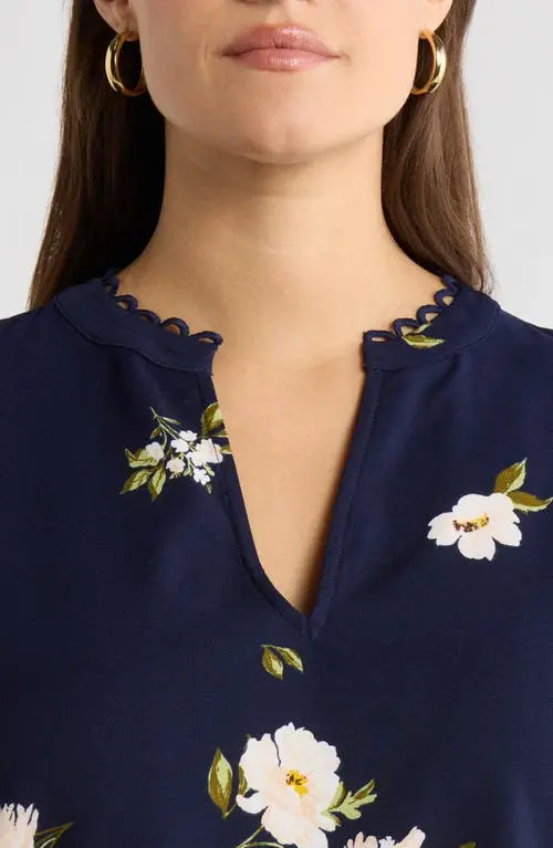 SUGARLIPS Floral Split-neck Top
