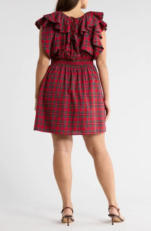 SUGARLIPS Arvada Plaid Ruffle Mini Dress