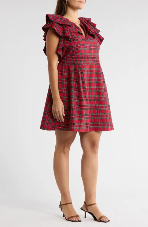 SUGARLIPS Arvada Plaid Ruffle Mini Dress