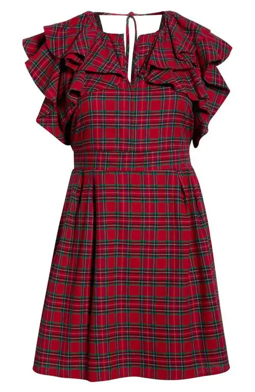 SUGARLIPS Arvada Plaid Ruffle Mini Dress