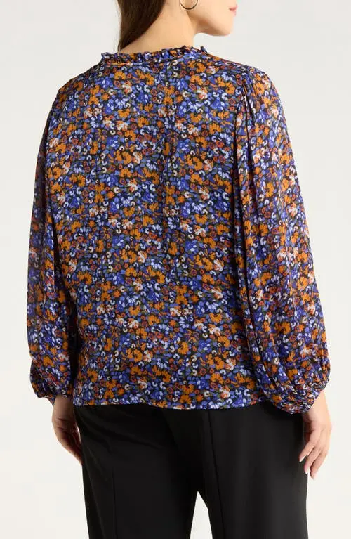 SUGARLIPS Floral Print Tie-neck Top