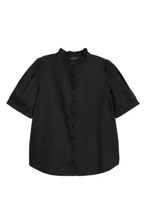 SUGARLIPS Finley Ruffle Puff Sleeve Shirt - Black