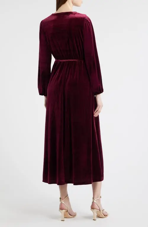 Halogen Wrap Front Long Sleeve Velvet Maxi Dress