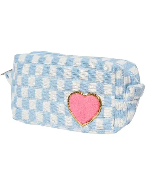 MALIBU SUGAR Checkered Makeup Bag - Blue & Black