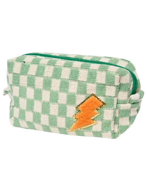 MALIBU SUGAR Checkered Makeup Bag - Green & White