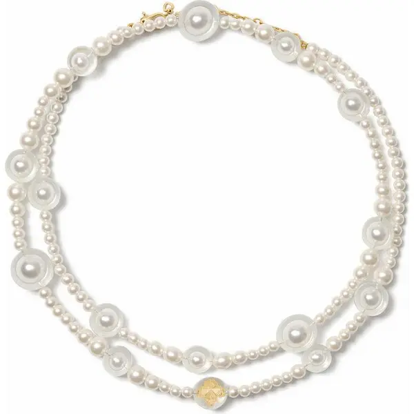 Kate Spade New York Spade Flower Faux Pearl Necklace - White Gold.