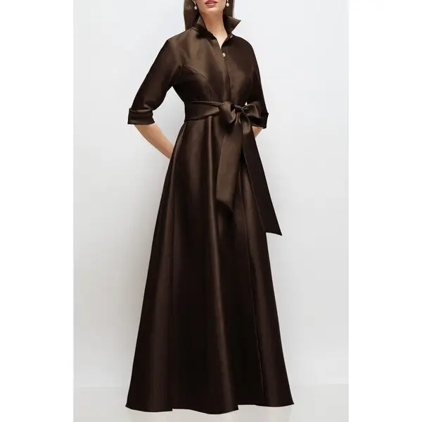 After Six Shirtdress Gown With Pockets - Espresso