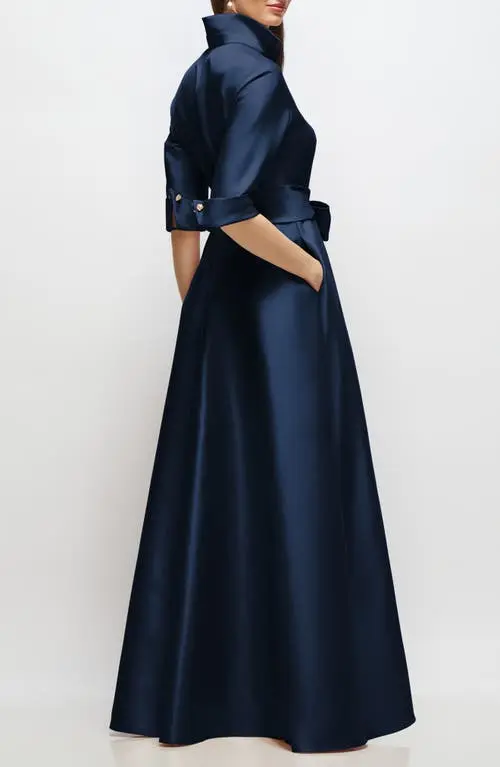 After Six Shirtdress Gown With Pockets - Midnight