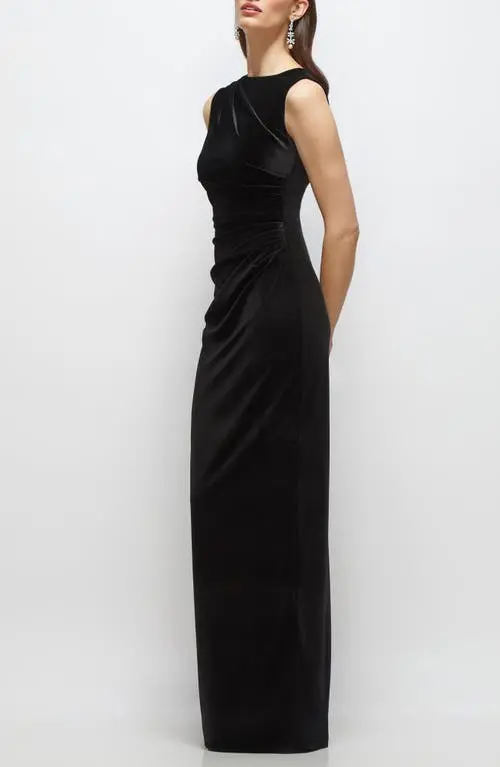 After Six Ruched Velvet Column Gown