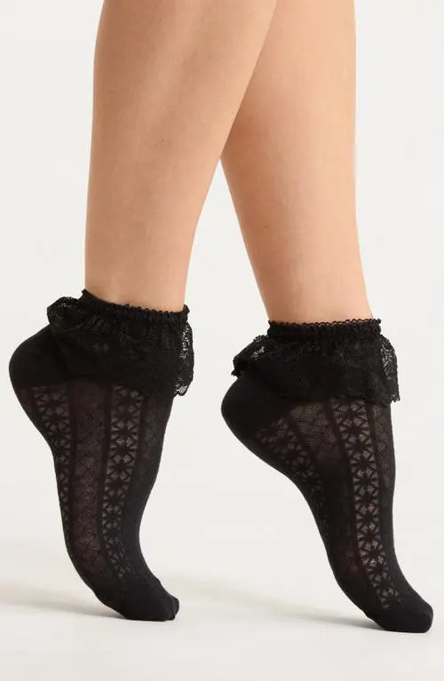 CASA CLARA Palmer Ruffle Ankle Socks - Black
