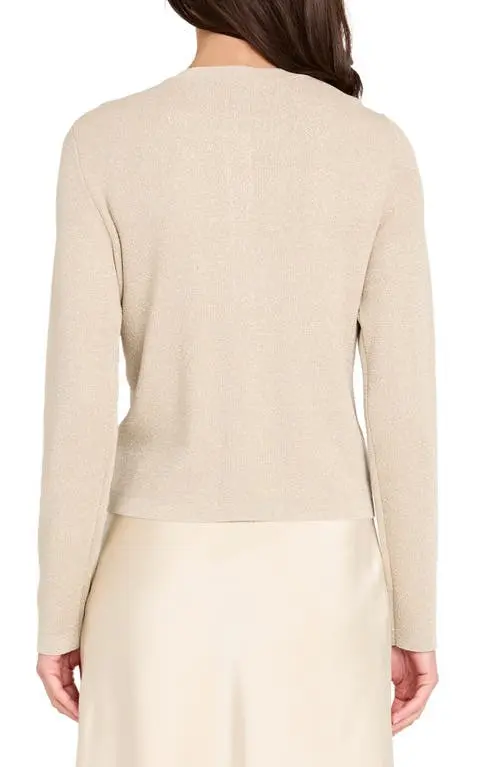 TAHARI ASL Metallic Cardigan With Bow Button Detail