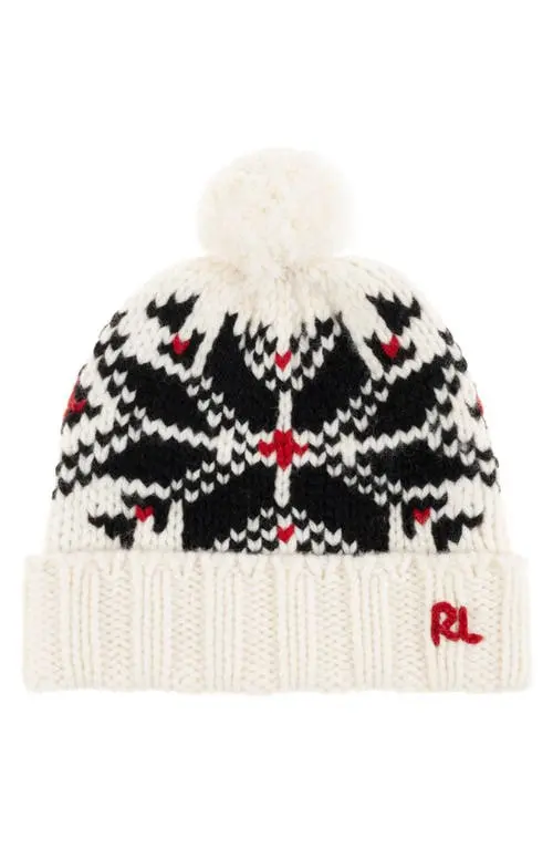 Polo Ralph Lauren Snowflake Wool Pompom Beanie - Cream Multi