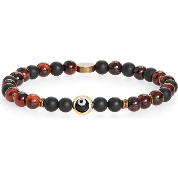 Caputo & Co Evil Eye Orbit Beaded Bracelet - Red Tiger Eye