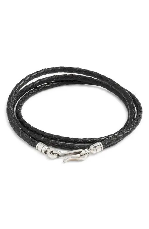 Caputo & Co Braided Leather Wrap Bracelet - Black