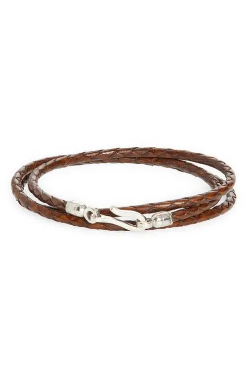 Caputo & Co Braided Leather Wrap Bracelet - Taupe